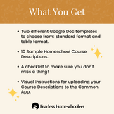 Homeschool Course Descriptions Templates for College Applications ...