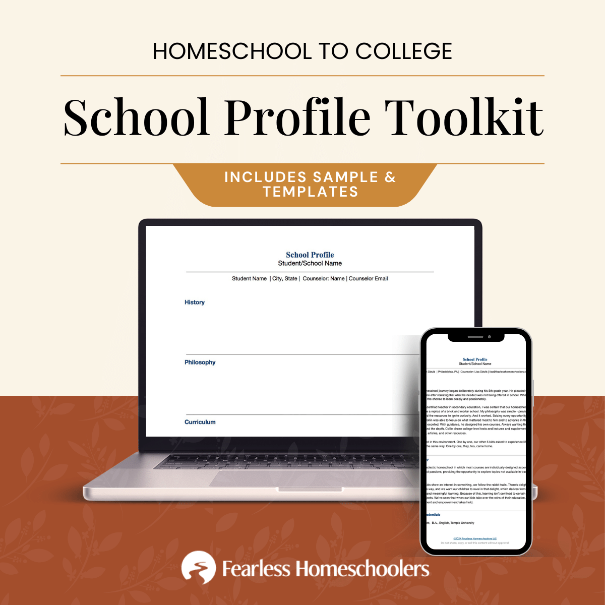 Homeschool School Profile Template for College Applications – Fearless ...